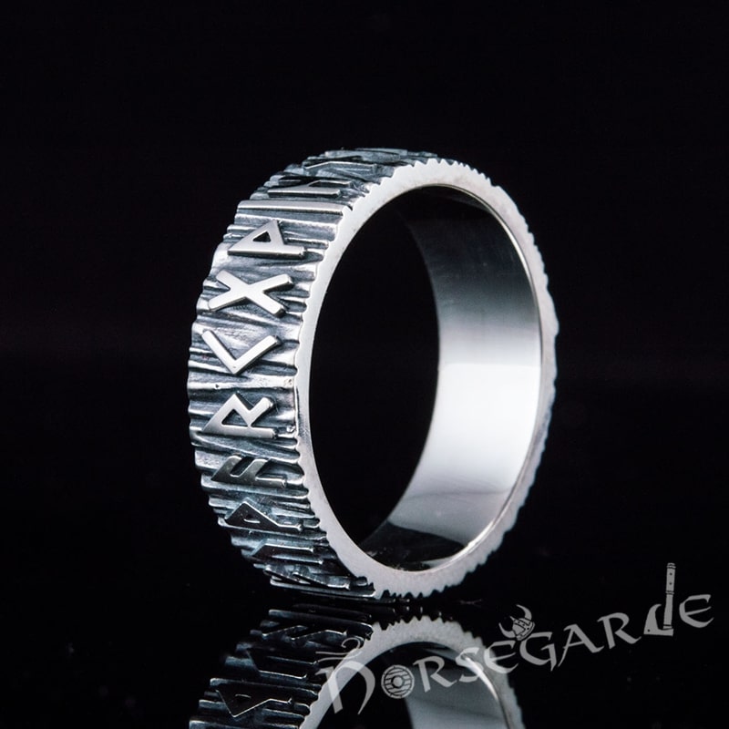 Viking Ring with Runes - STERLING SILVER Handmade Elder Runes Band