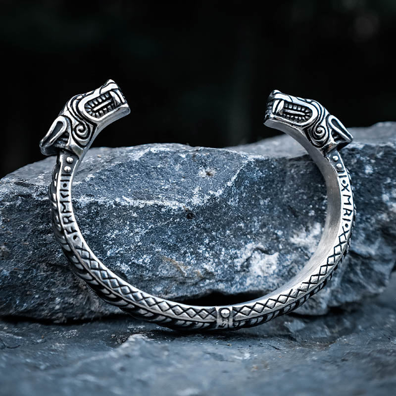 Viking Wolf Arm Ring - Geri and Freki Norse Torc Bracelet