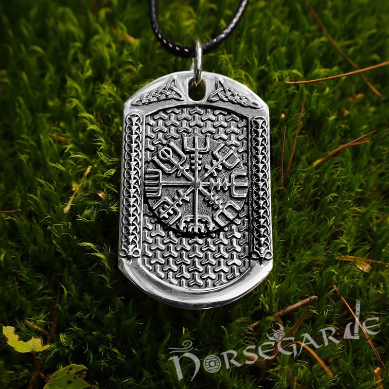 Handcrafted Vegvisir Viking Dog Tag - Sterling Silver
