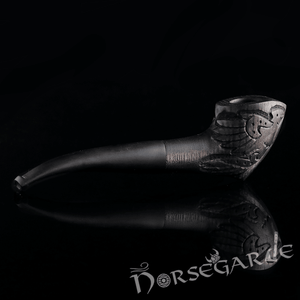 Handcarved Raven Smoking Pipe - Oak