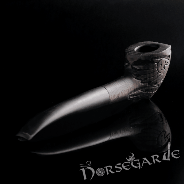 Handcarved Raven Smoking Pipe - Oak