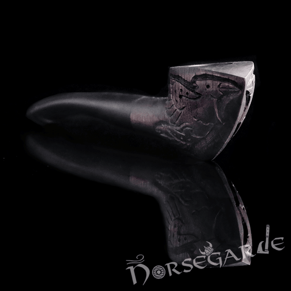Handcarved Raven Smoking Pipe - Oak