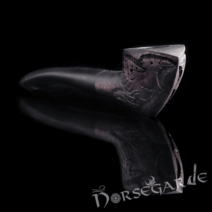 Handcarved Raven Smoking Pipe - Oak