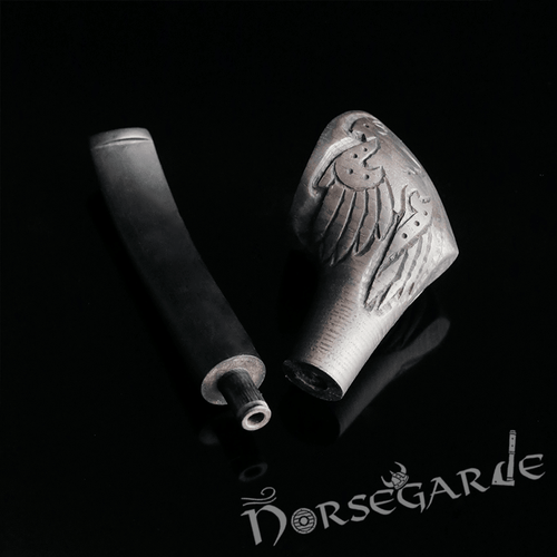 Handcarved Raven Smoking Pipe - Oak