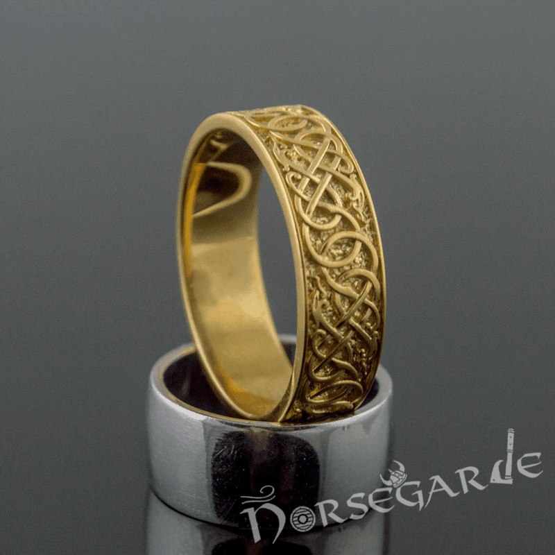 Handcrafted Early Urnes Ornamental Band - Viking Gold Ring
