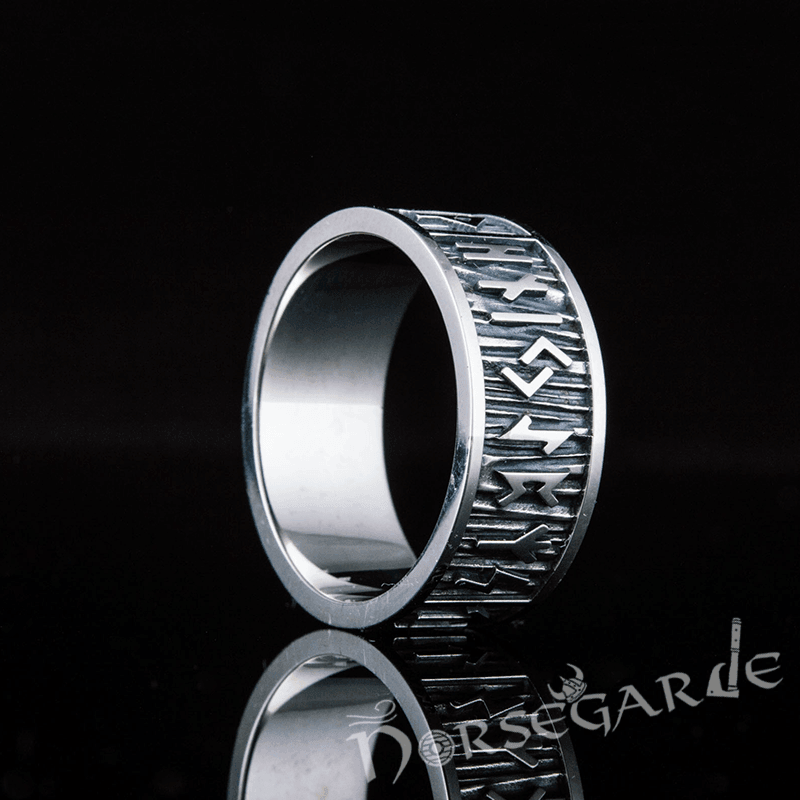 Viking Ring with Runes - STERLING SILVER Handmade Elder Runes Band