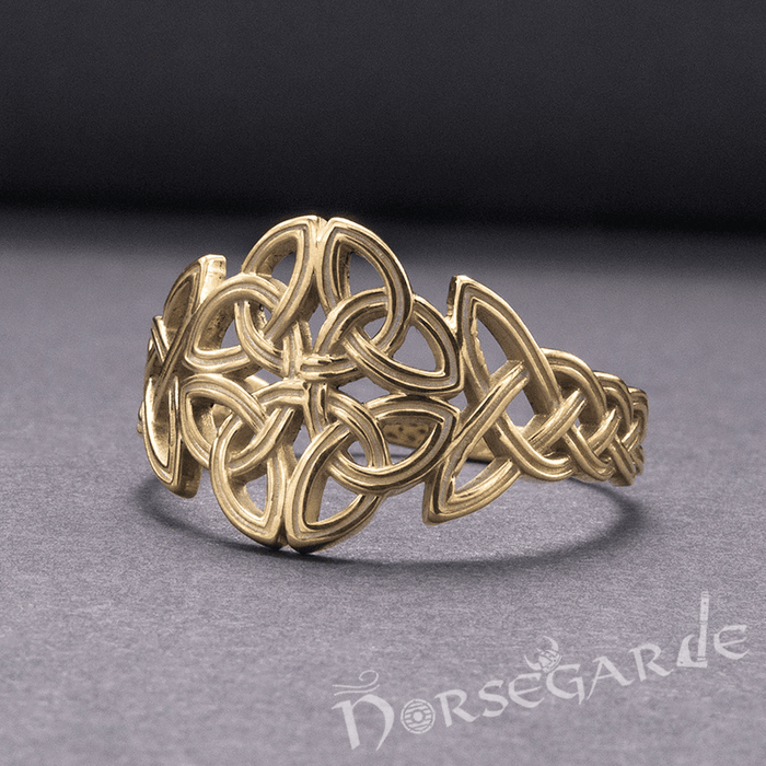 Handcrafted Large Celtic Knot Ring - Viking Gold Band