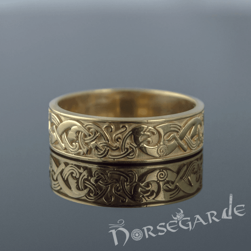 Handcrafted Late Urnes Ornamental Band - Viking Gold Ring