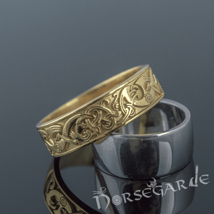Handcrafted Late Urnes Ornamental Band - Viking Gold Ring
