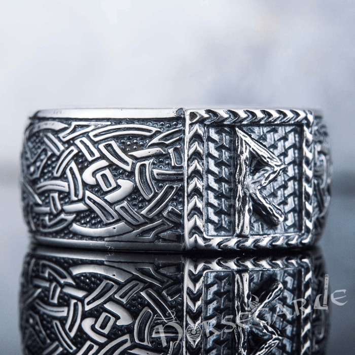 Handcrafted Raido Rune Borre Ornament Band - Sterling Silver