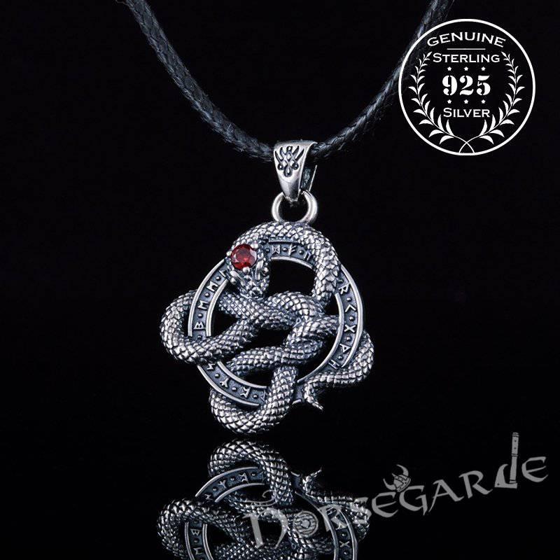 Handcrafted Runic Coiled Jormungandr Pendant - Sterling Silver