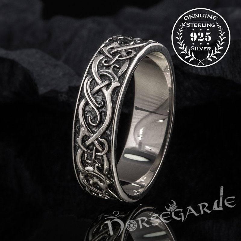 Viking Urnes Art Ornamental Ring - STERLING SILVER Handmade Band