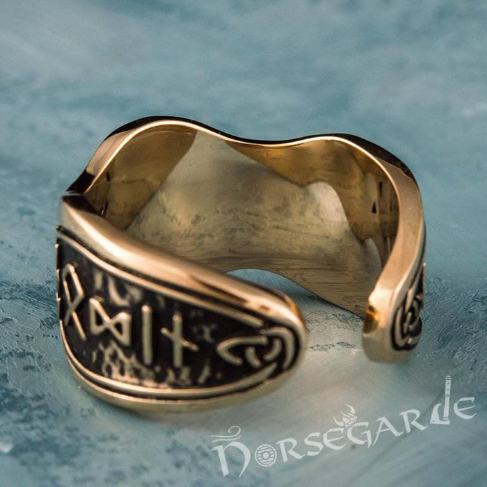 Handcrafted Valknut Ornamental Runic Band - Bronze