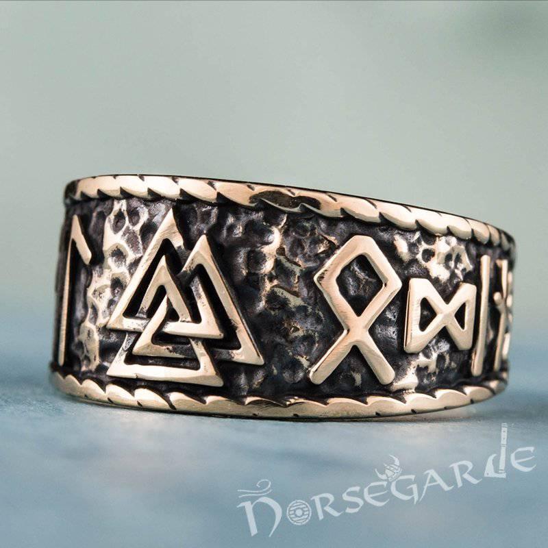 Handcrafted Valknut Runic Band - Bronze