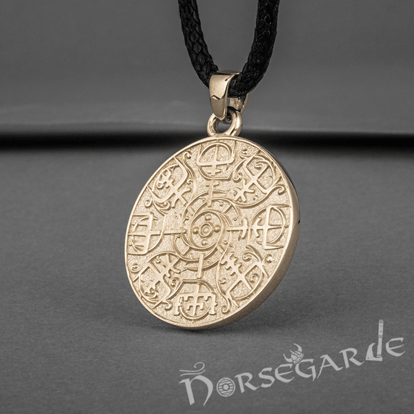 Handcrafted Vegvisir Rune Amulet - Viking Gold Pendant