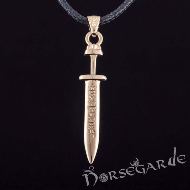 Handcrafted Viking Rune Sword Pendant - Viking Gold Amulet