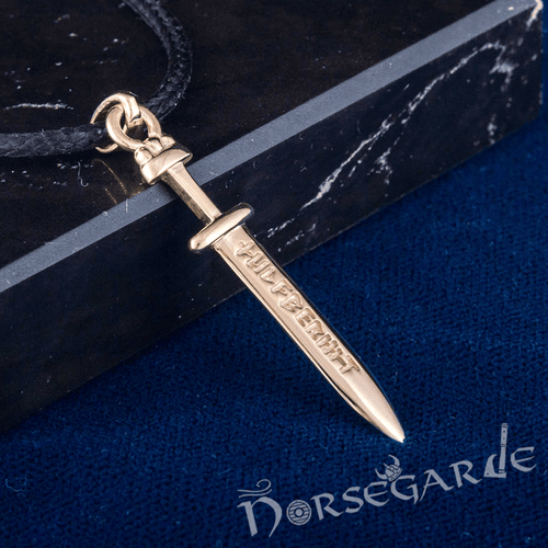 Handcrafted Viking Rune Sword Pendant - Viking Gold Amulet