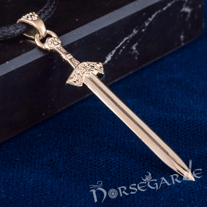 Handcrafted Viking Sword Pendant - Viking Gold Amulet