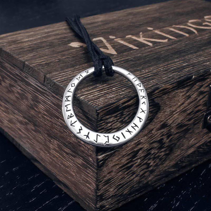 Runic Moon Pendant - Norse Viking Amulet & Necklace